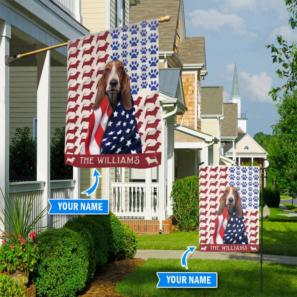 Basset Hound Personalized Flag - Garden Dog Flag - Custom Dog Garden Flags