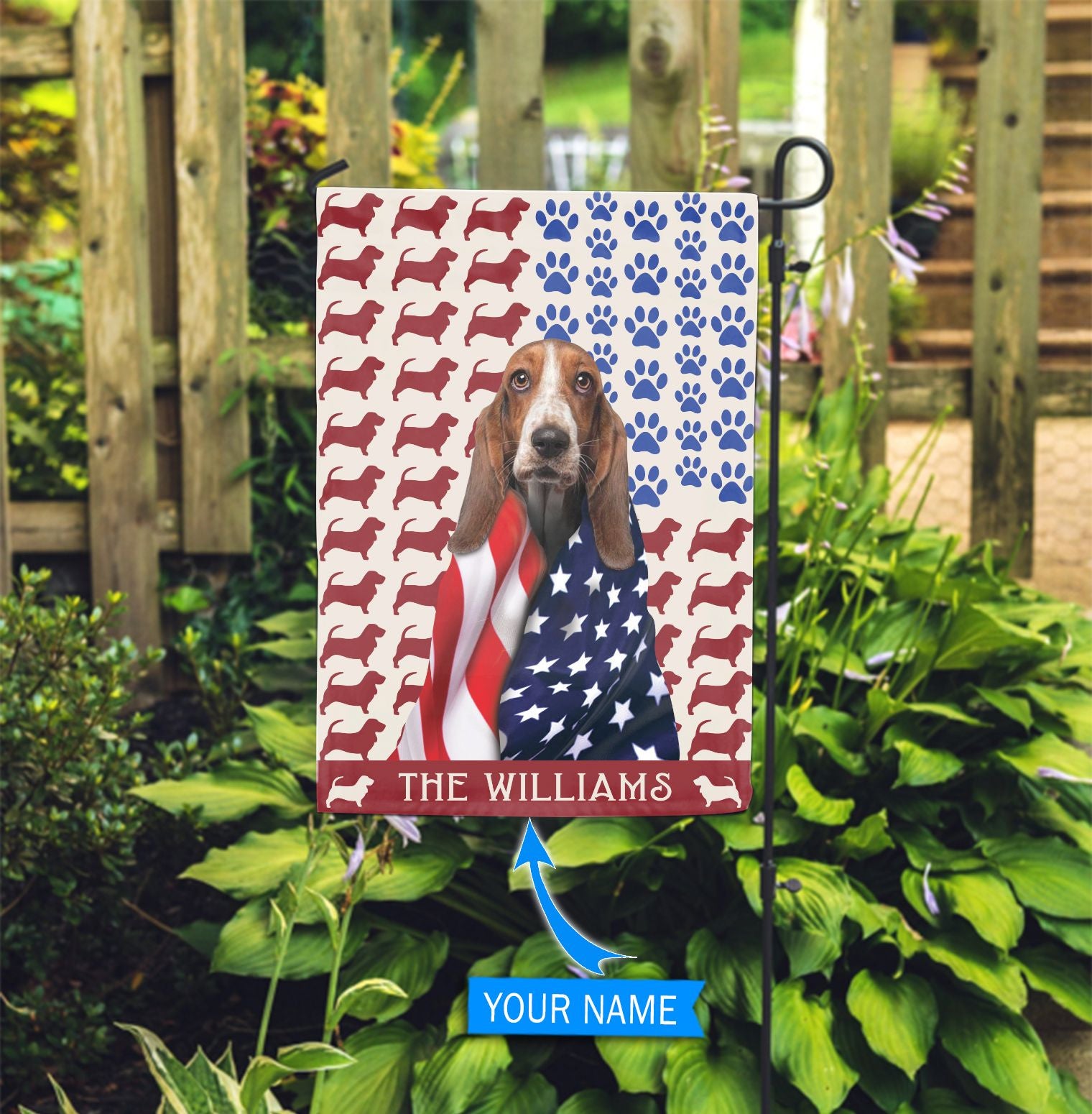 Basset Hound Personalized Flag - Garden Dog Flag - Custom Dog Garden Flags