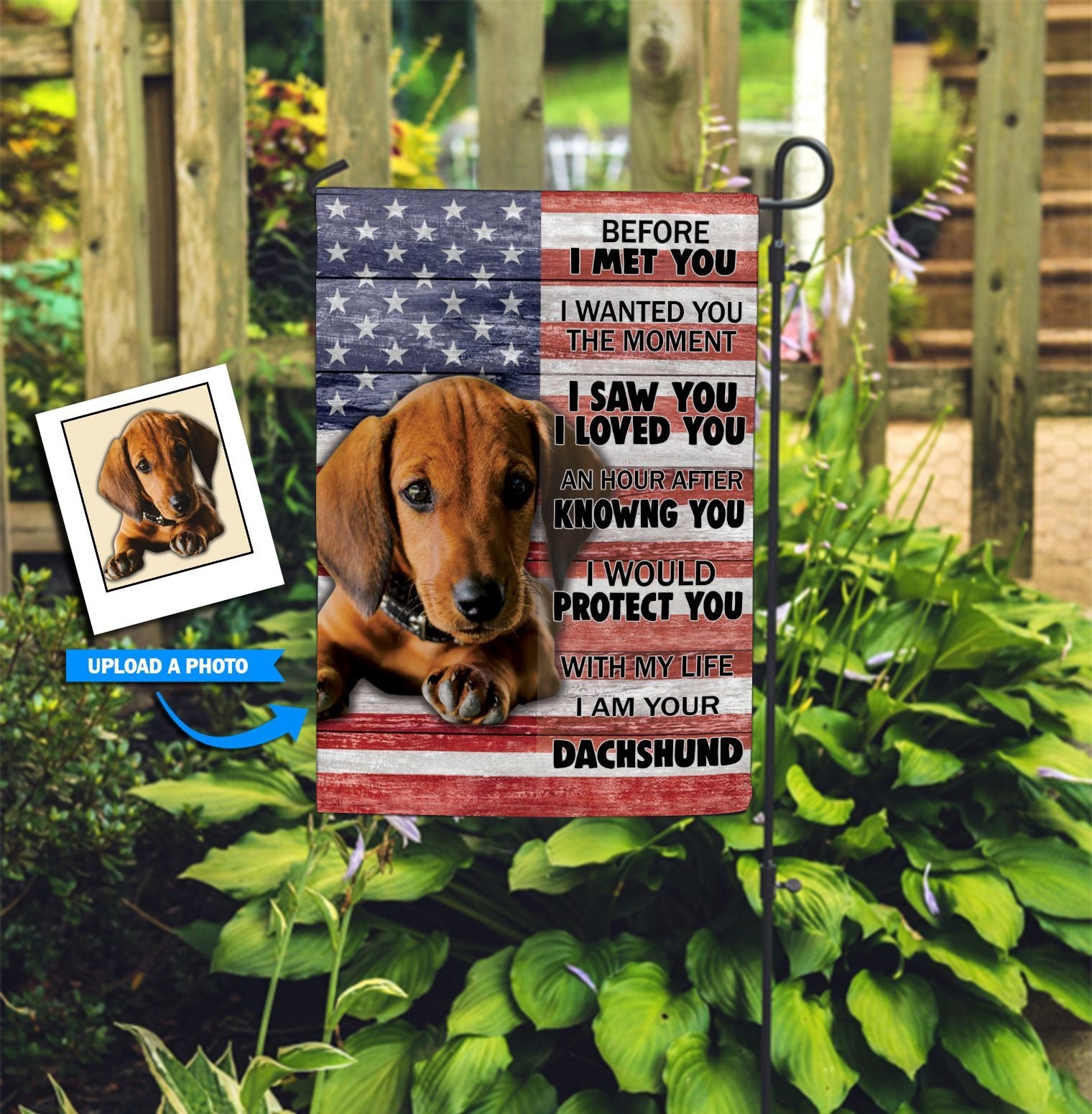 Dachshund Personalized Flag - Custom Dog Garden Flags - Dog Flags Outdoor