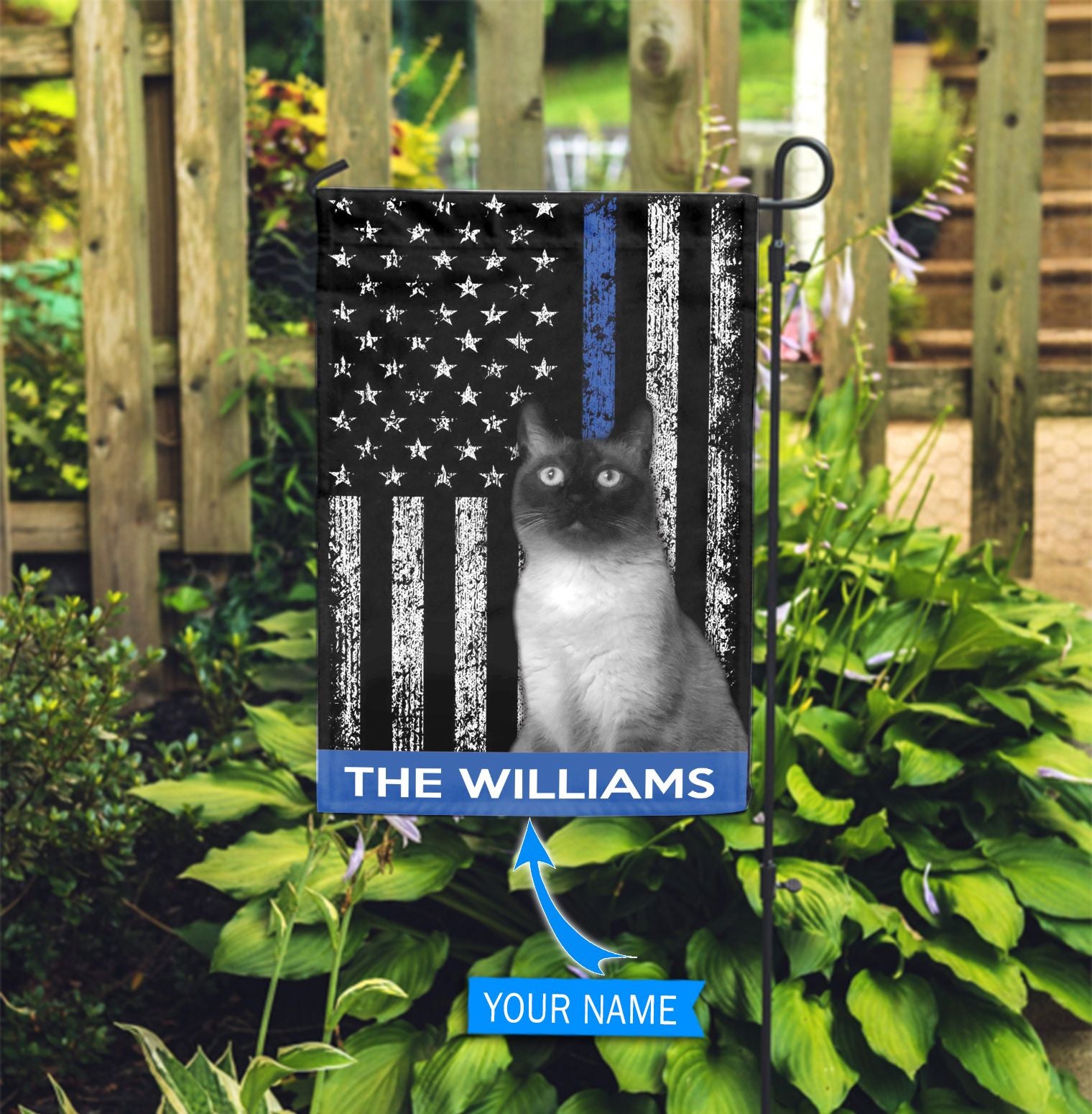 Siamese Cat Police Personalized Flag - Custom Cat Garden Flags - Cat ...