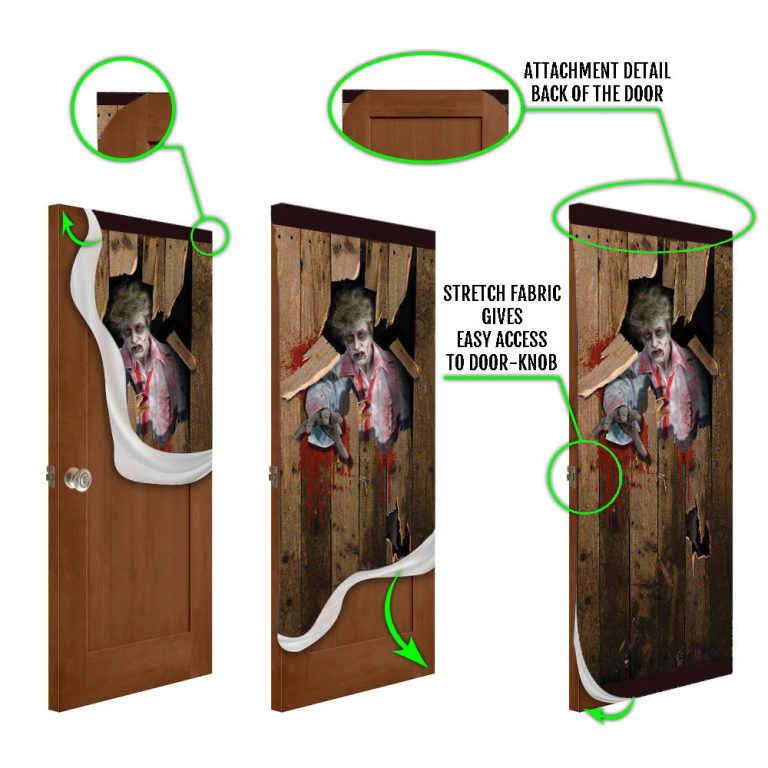 Zombie Halloween Door Cover Decorations for Front Door