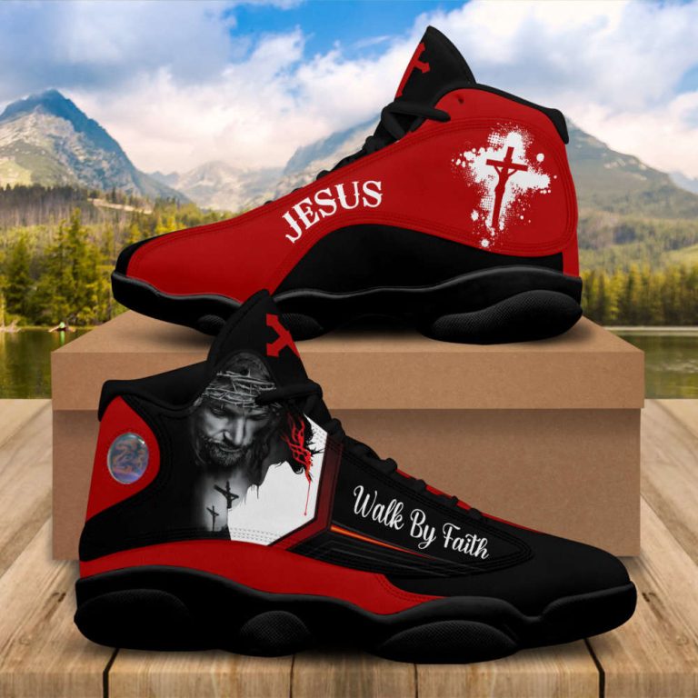 Walk By Faith Customized Jesus Basketball Shoes With Thick Soles, Gift ...