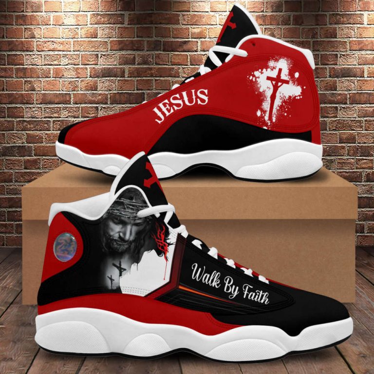Walk By Faith Customized Jesus Basketball Shoes With Thick Soles, Gift ...