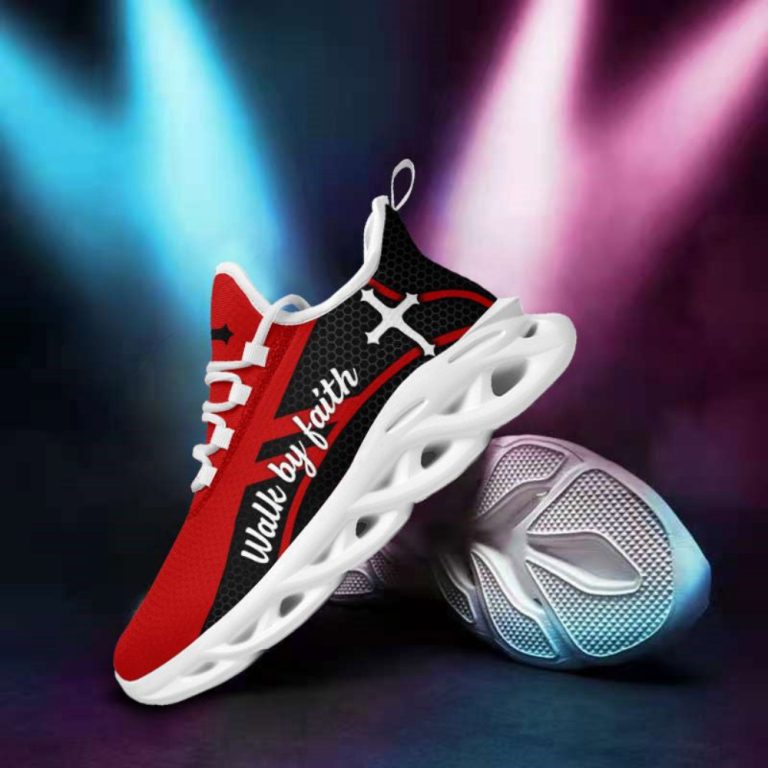 Jesus Walk By Faith Running Sneakers Red Black 2 Max Soul Shoes For Men ...
