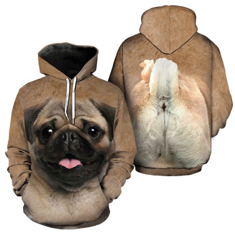 Pug Dog Lover Full Hoodie Head And Body 3D Funny Full Hoodie, For Men ...