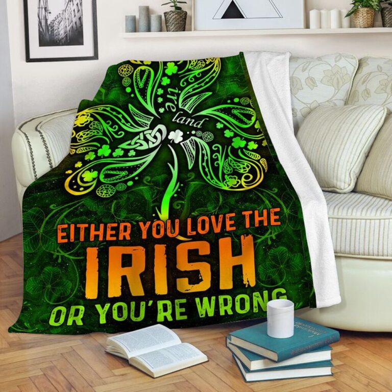 St Patrick's Blanket, Irish Stylized Shamrock Green Fleece Throw ...