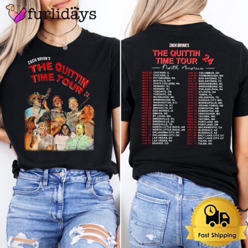 Awesome Zach Bryan Middle Finger The Quittin Time Tour 2024 T-shirt