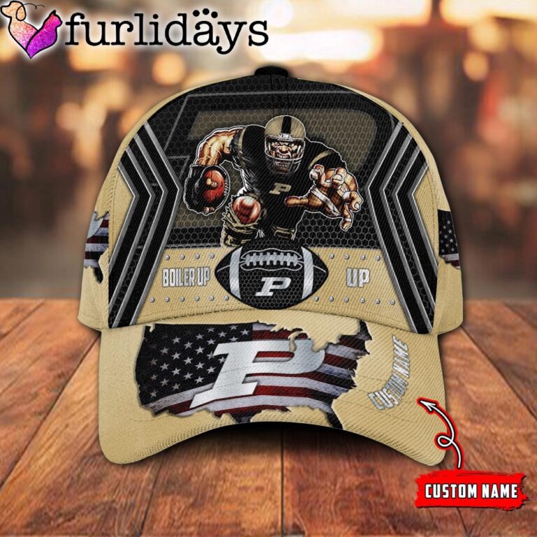 NCAA Purdue Boilermakers Mascot Logo Custom Name Baseball Cap