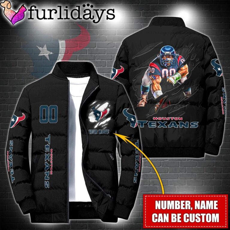 Personalized NFL Houston Texans Mascot Puffer Jacket