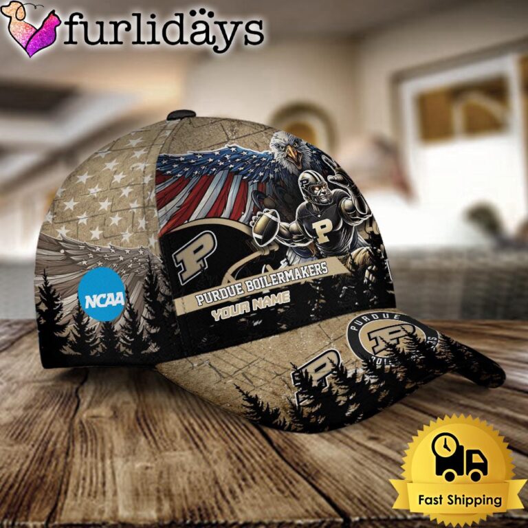 NCAA Purdue Boilermakers Mascot Logo Custom Name Baseball Cap