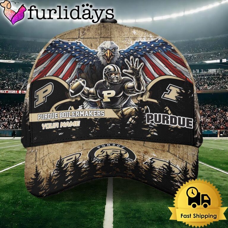 NCAA Purdue Boilermakers Mascot Logo Custom Name Baseball Cap