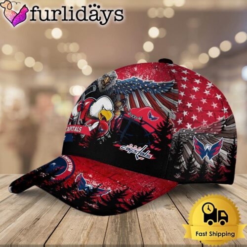 NHL Washington Capitals Mascot Logo Custom Name Baseball Cap