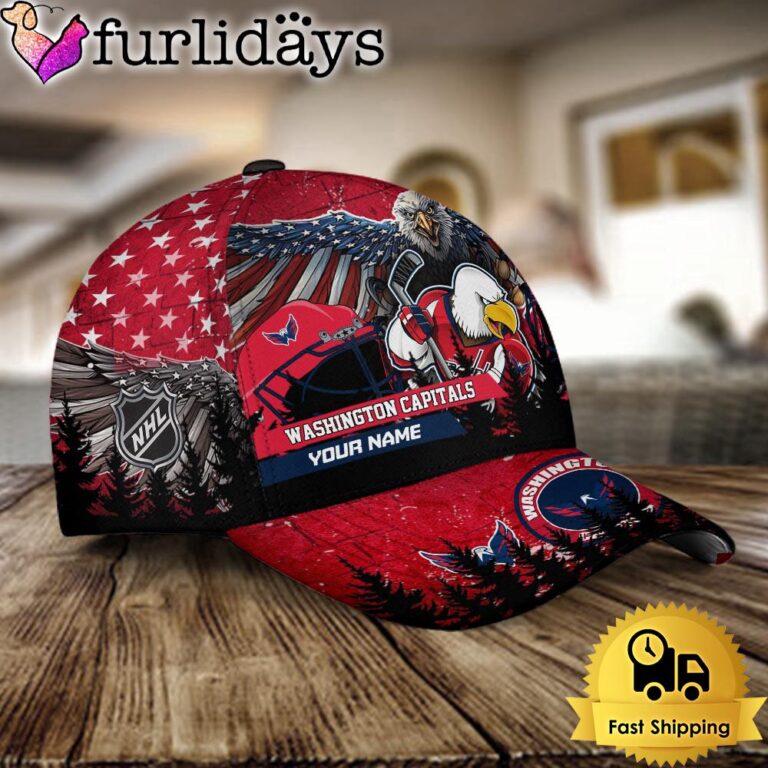 NHL Washington Capitals Mascot Logo Custom Name Baseball Cap