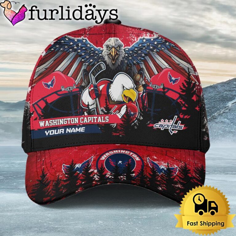 NHL Washington Capitals Mascot Logo Custom Name Baseball Cap