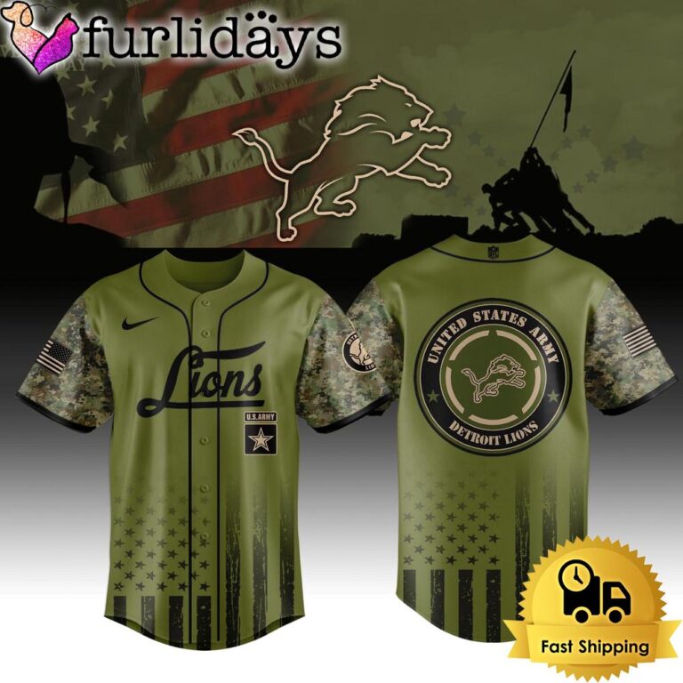 NFL Detroit Lions Military Memorial Day 2025 Baseball Jersey