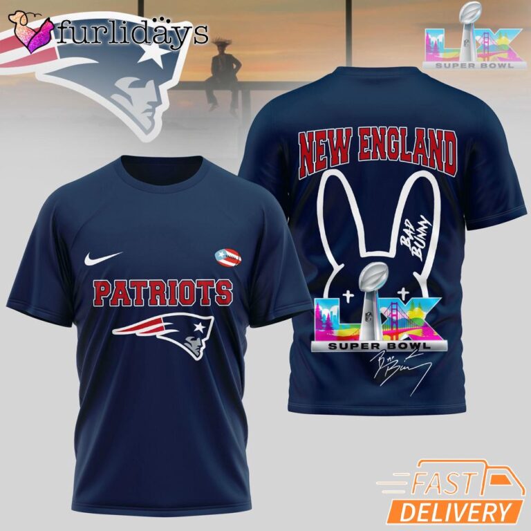 New England Patriots Bad Bunny Signature Super Bowl 2026 T-Shirt